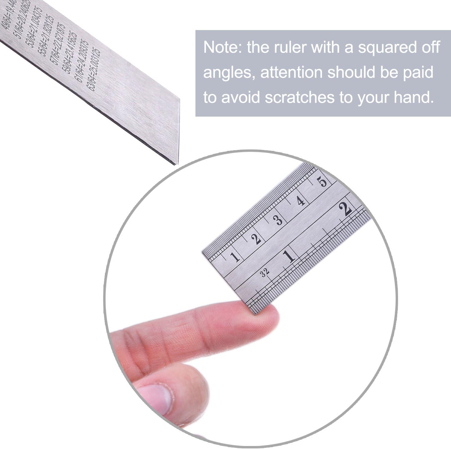 Stainless Steel Ruler Metal Ruler with Conversion Table, 15 Inch, 12 ...