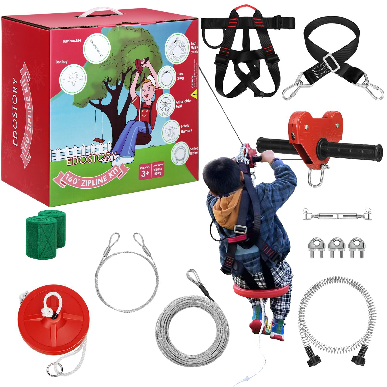 Mua 160 Feet Backyard Zip Line Kit for Kids and Adult Up Outdoor to ...