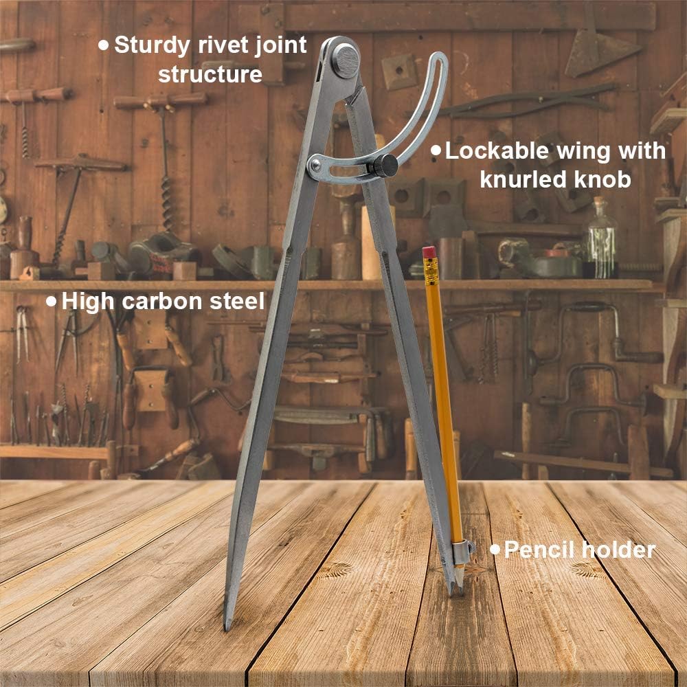 Offidea Professional Woodworking Compass with Wing and Pencil Holder ...