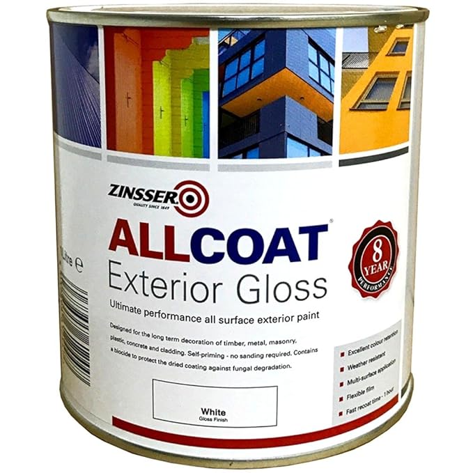 Zinsser Allcoat Exterior Water Based Paint Gloss White - 5 Litre: Amazon.co.uk: DIY & Tools