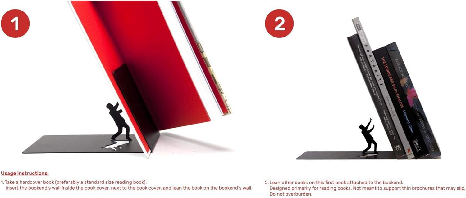 Artori Design | Falling Bookend |”Falling Books” Black Metal Bookend ...