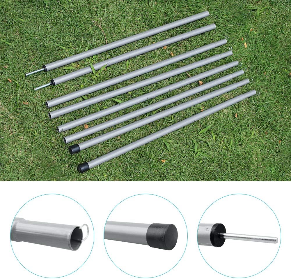 GROOFOO 2×79” Tent Poles, Iron Adjustable Tarp Pole Multi-purpose ...