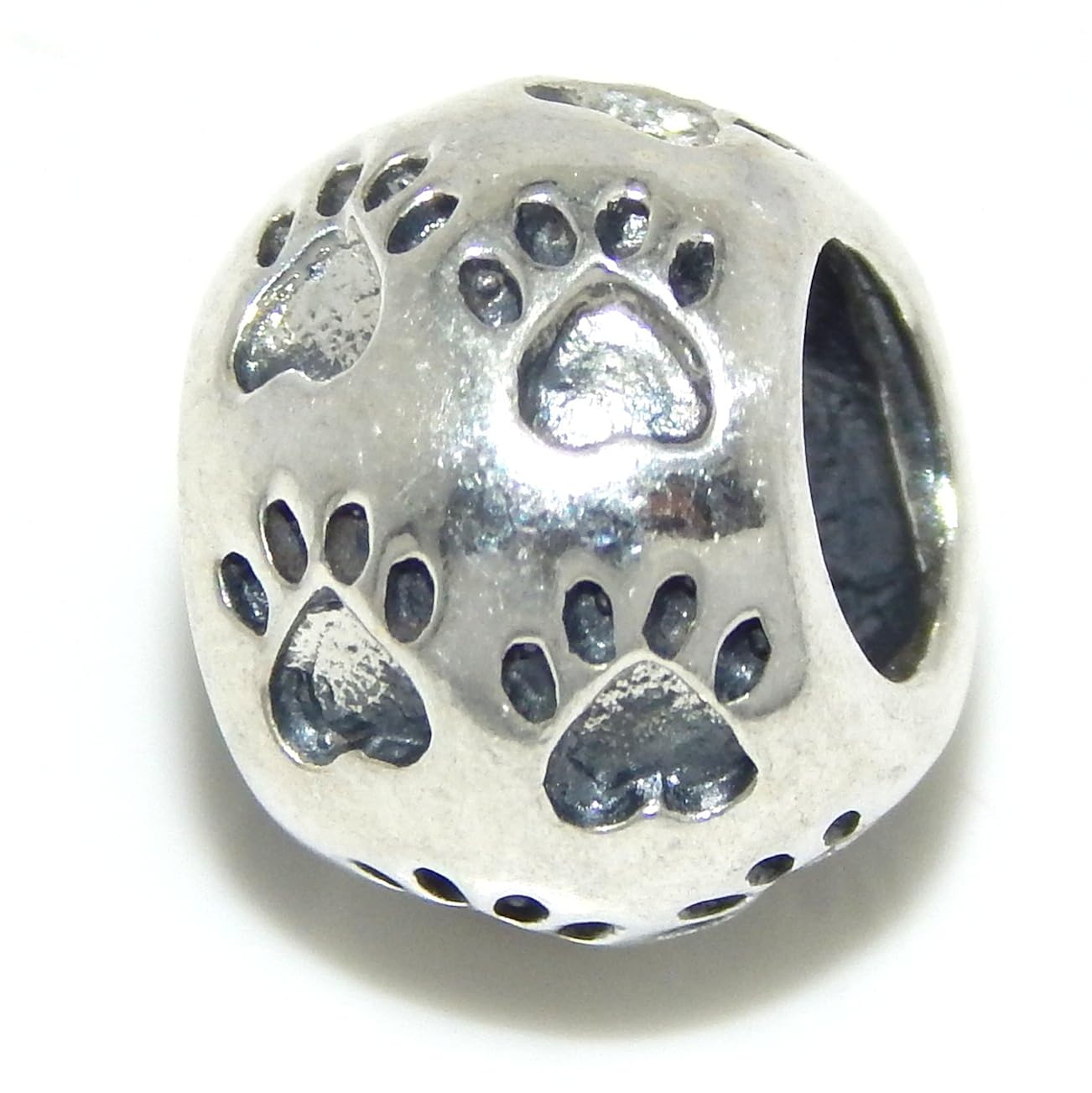 Amazon.com: Sterling Silver Paw Prints Charm Bead: Jewelry