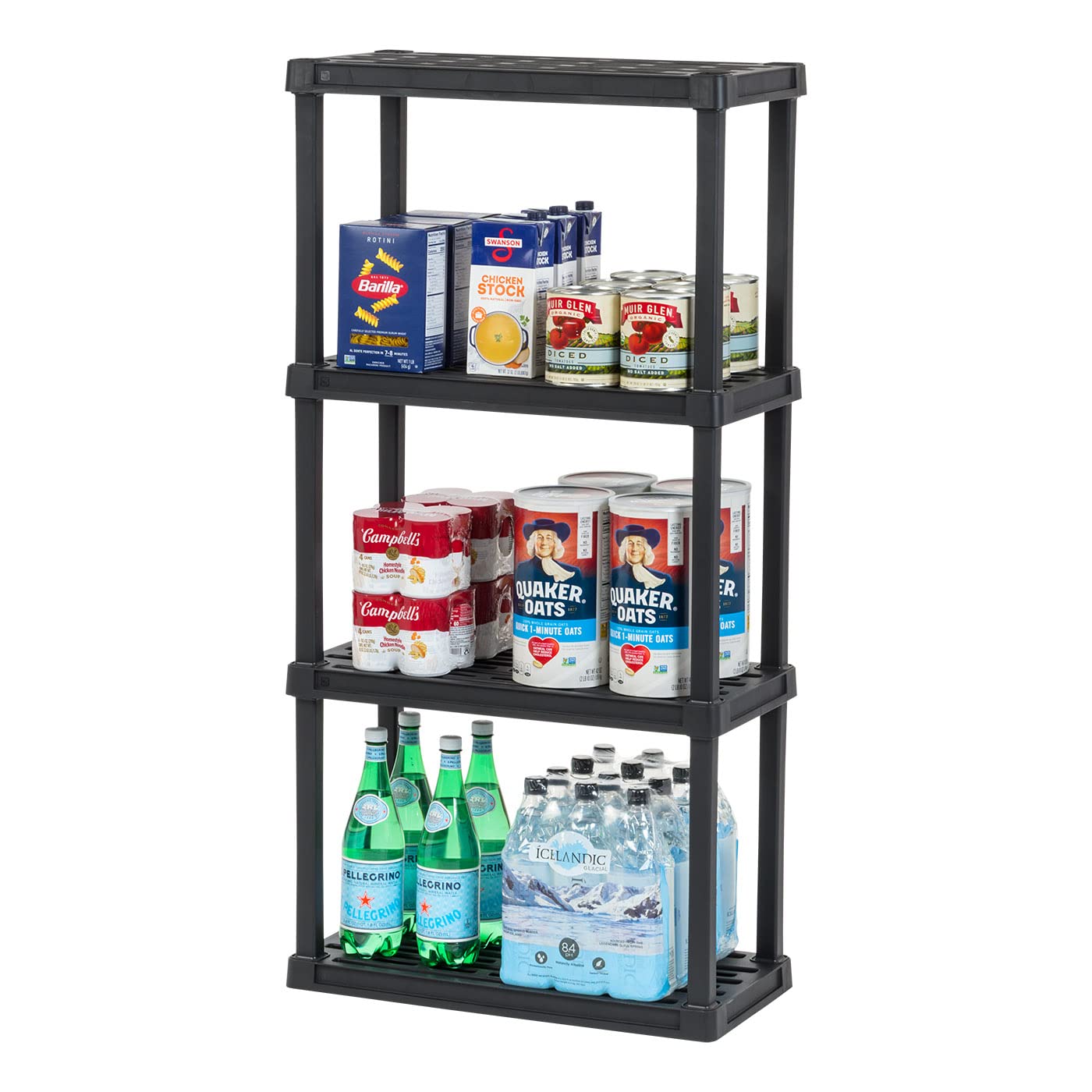 IRIS USA 4-Tier Heavy Duty Plastic Shelving Unit, 48" Tall - 40lbs per ...
