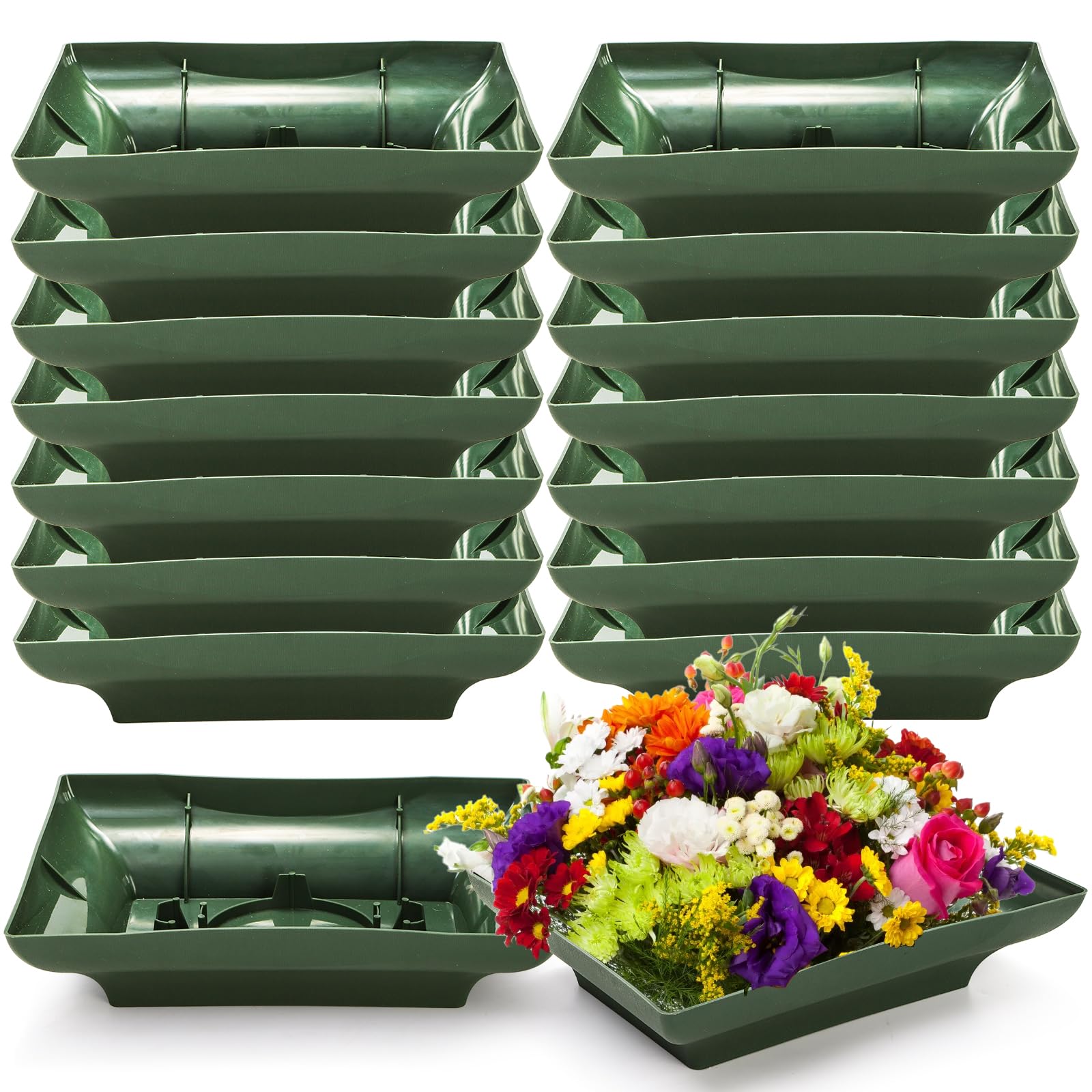 Lyellfe 16 Pieces Floral Bowls for Centerpieces, Green Design Bowls for ...