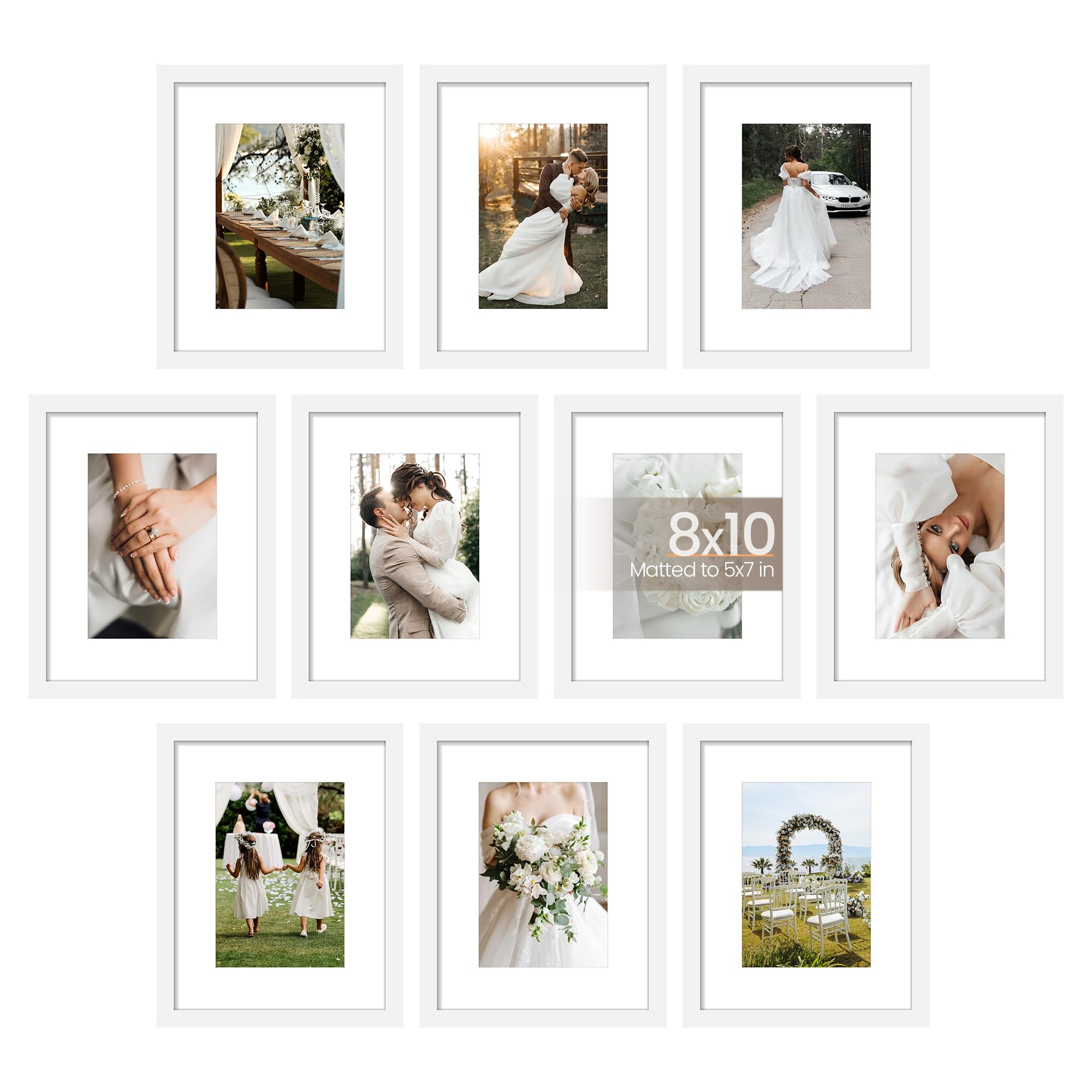upsimples 8x10 Picture Frame Set of 10, Display Pictures 5x7 with Mat ...