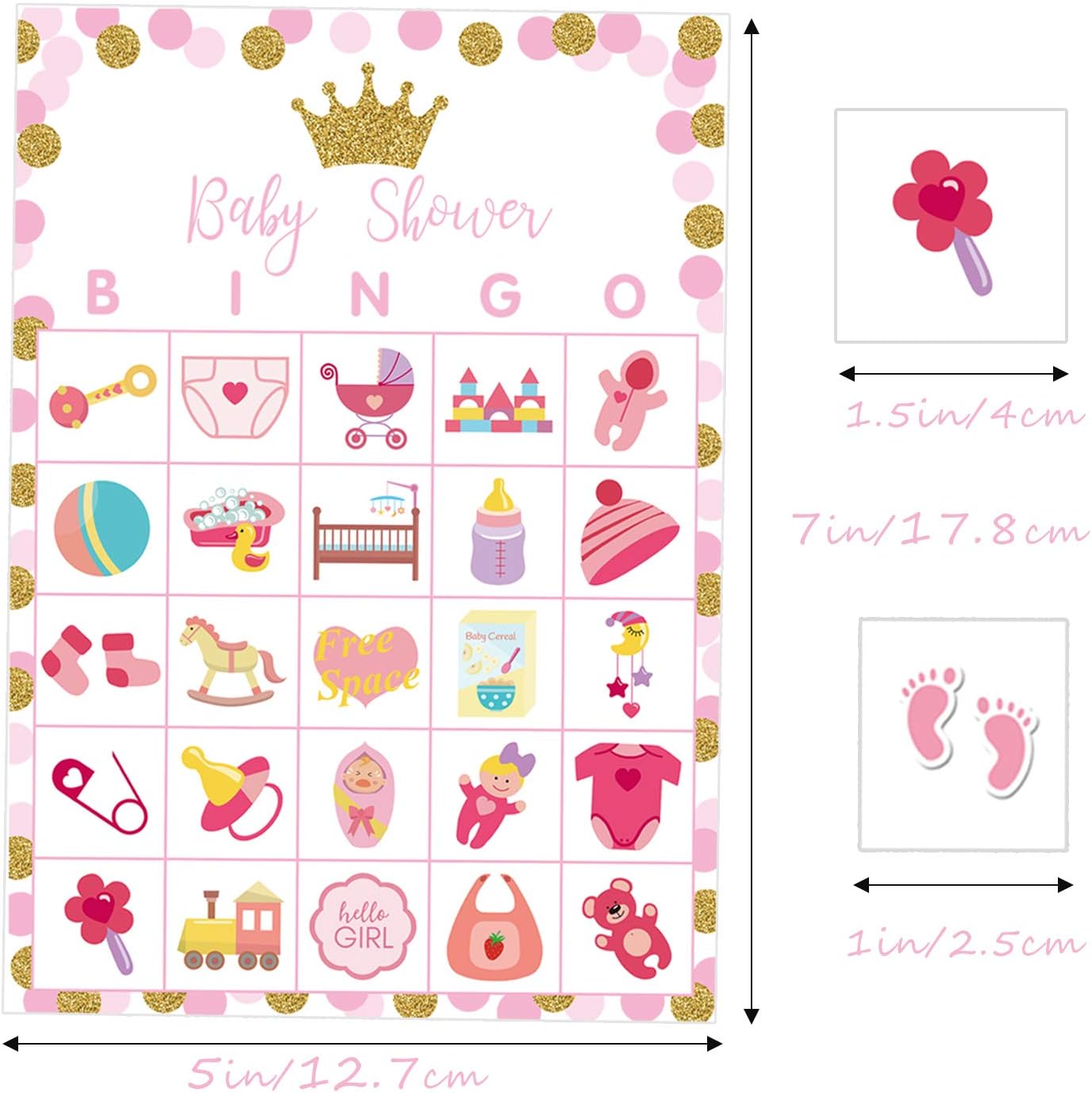 Funnlot Baby Shower Games Baby Shower Bingo Girl Baby Shower Bingo ...