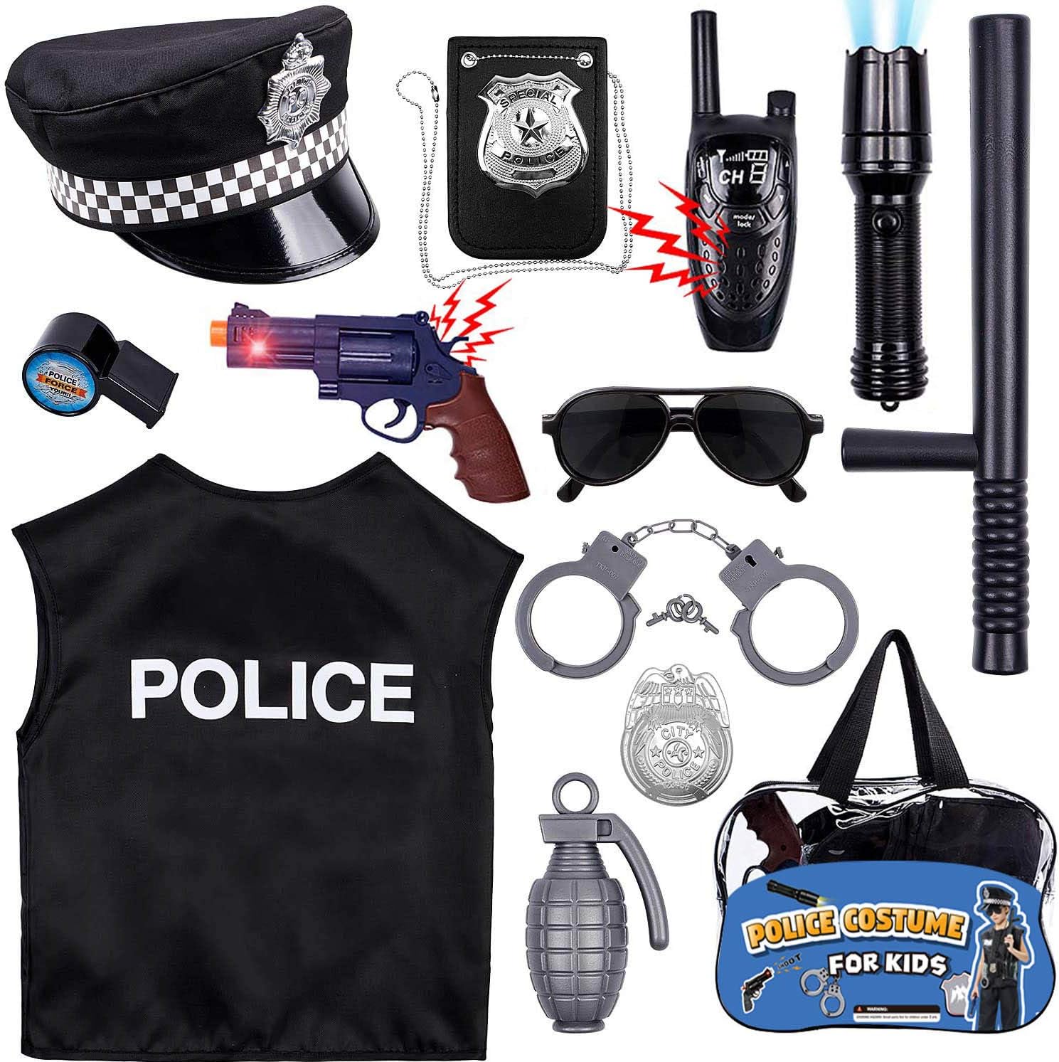 Tacobear Police Costume Kids with Police Pretend Play Accessories ...