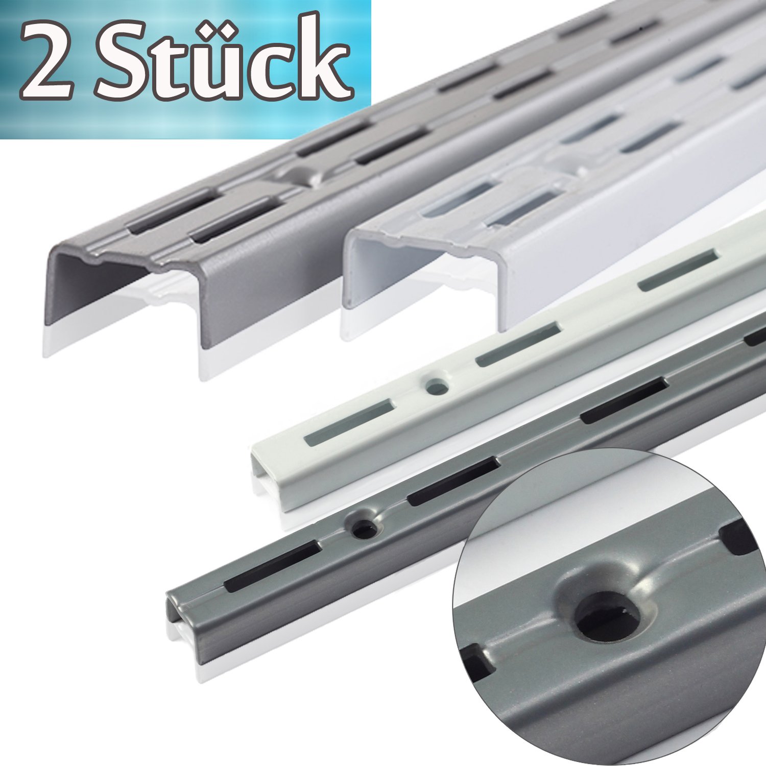 WANDSCHIENEN für REGALTRÄGER | 2 x SCHIENEN | 2-reihig | 500 mm | Weiß ...