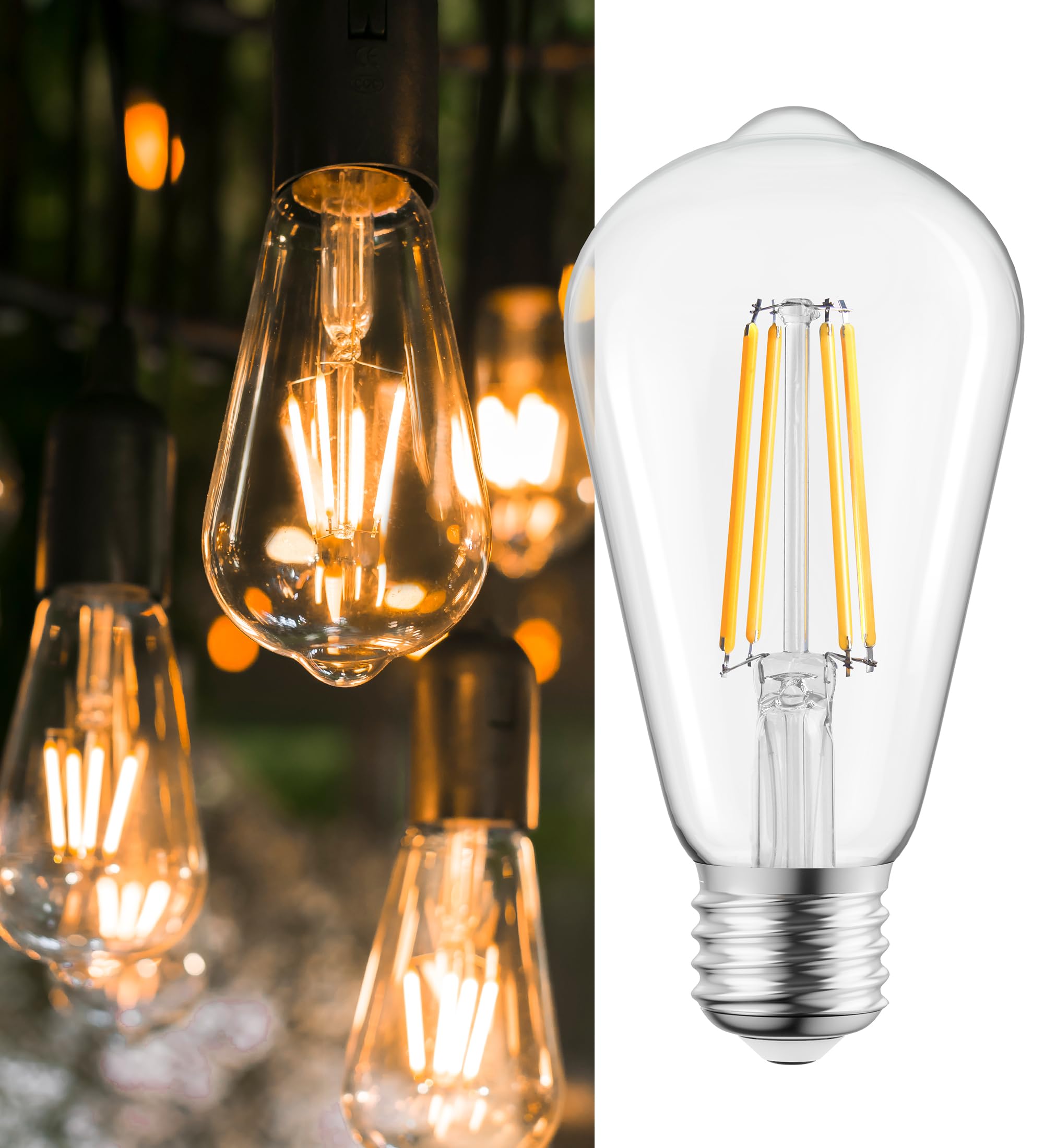 LED Edison Light Bulbs?6Pcs Vintage 6 Watt?Equivalent 60W Incandescent ...
