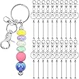 Amazon.com: DNLEGULI 20 Pcs Beadable Keychains Bulk Kit – DIY Keychain ...