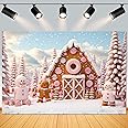 Amazon.com : Yeele 5x3ft Christmas Village Photography Backdrop Cartoon Pink Gingerbread Man ...