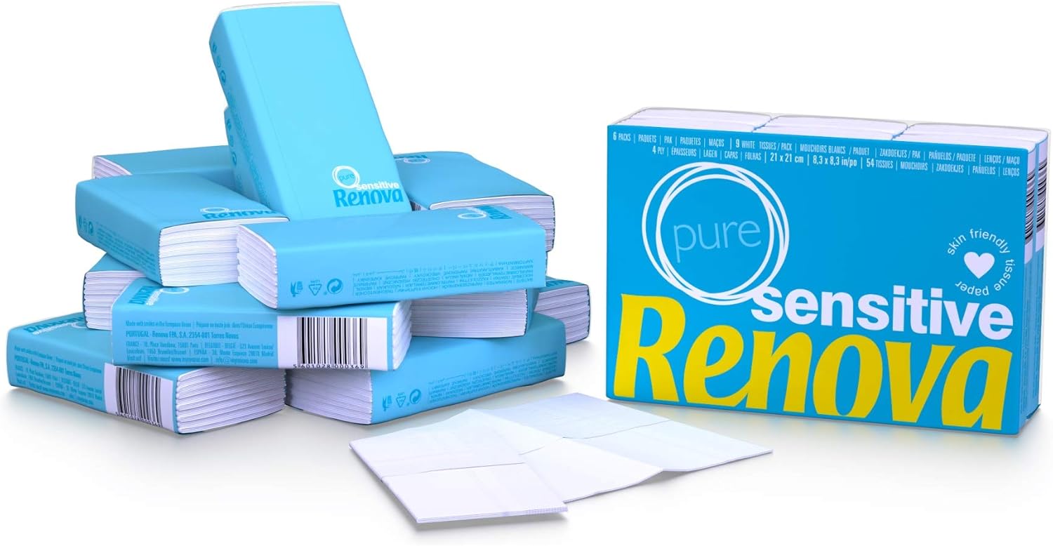 Renova Pocket Tissues Sensitive Pure – 6 Packs of White Tissues – BigaMart