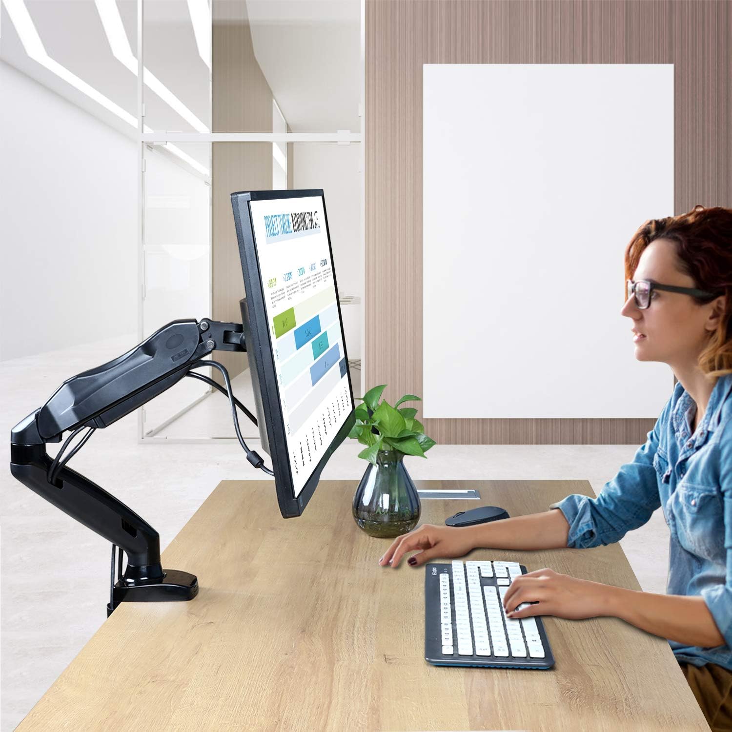 HUANUO Monitor Arm Single, 360° Rotatable Monitor Mount for 17-27 inch ...