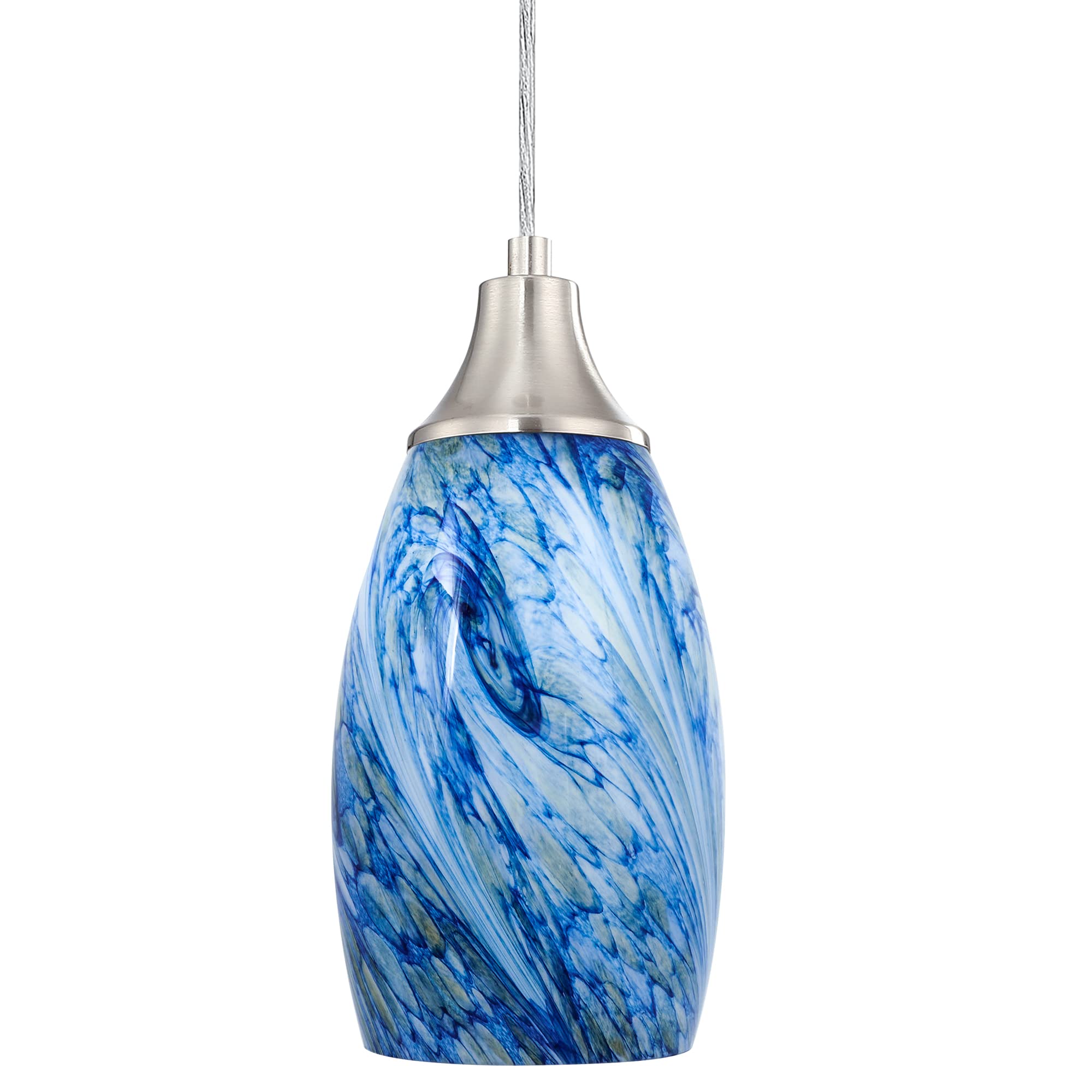 karyfine Mini Pendant Lights Kitchen Island White Blue Glass Lamp Shade ...