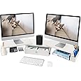 Amazon.com: RUILALIFE Dual Monitor Stand Riser w/ Drawer & Metal Leg ...
