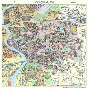 Amazon.com: Large Street & Road Map of Springfield, Massachusetts MA ...