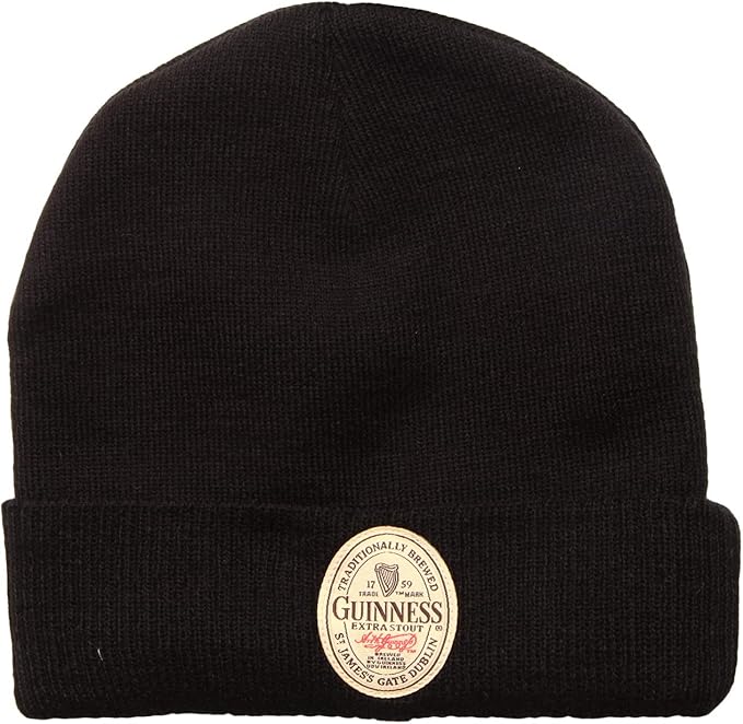 Guinness Cuffed Beanie with Embroidered Logo Adult Knit Winter Hat ...