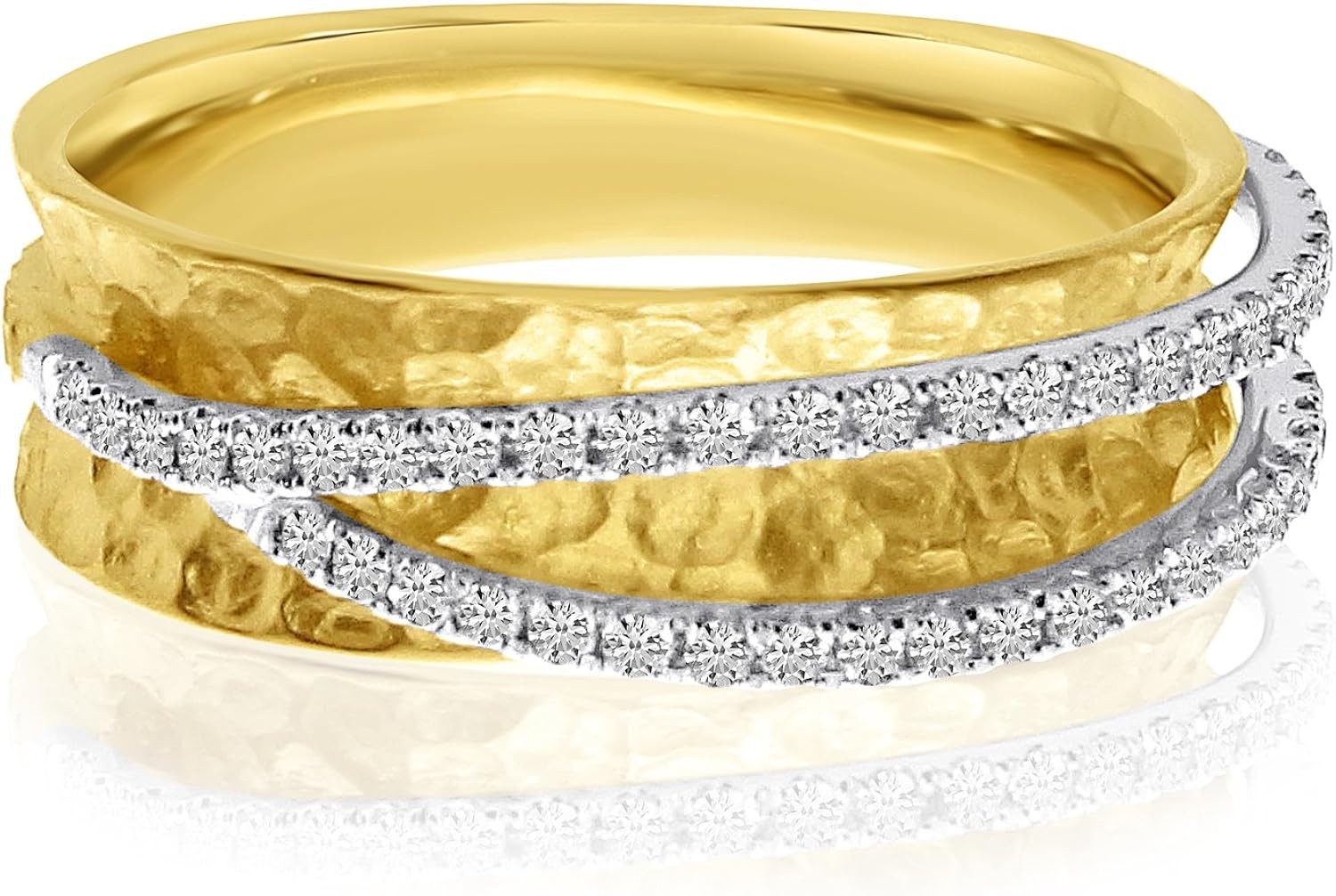 Amazon.com: 14k Yellow Gold Diamond Crossover Ring: Jewelry