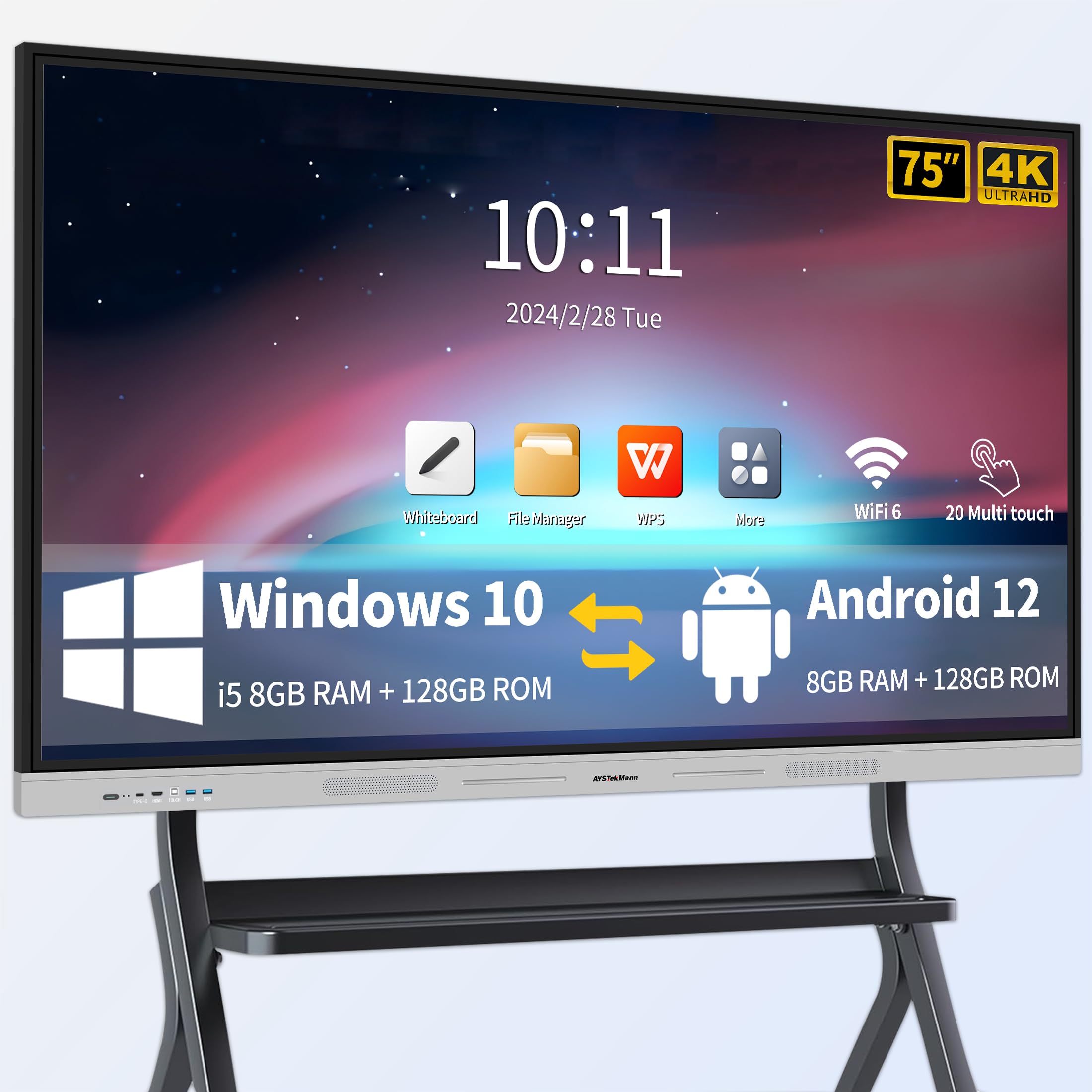 Mua Smart Board 75" 4K Electronic Interactive Whiteboard Touch Screen, Digital Smart Whiteboard ...