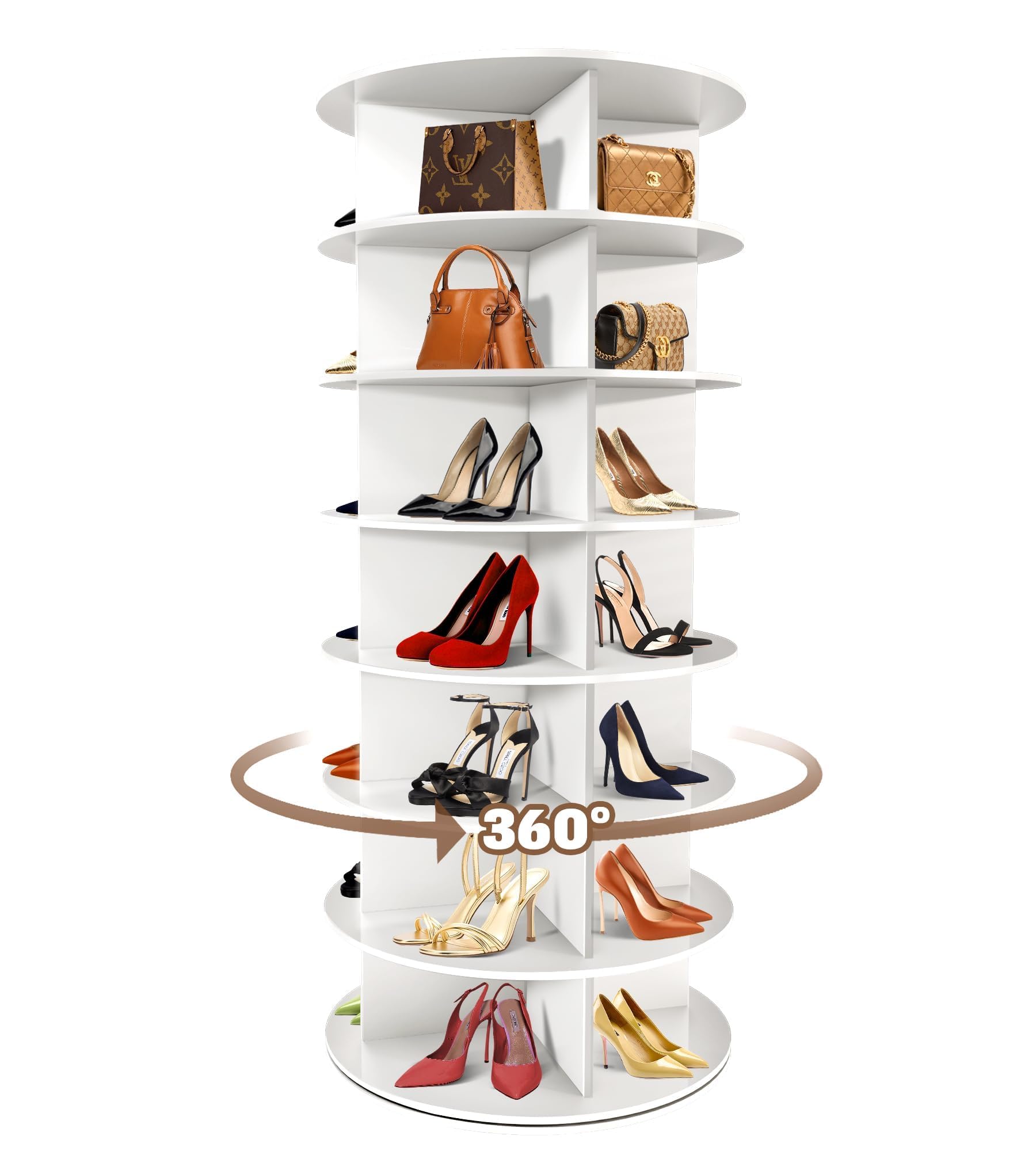 Rotating Shoe Rack Tower, 360° Revolving Round Free Standing Shoe ...
