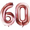 Amazon.com: GOER 42 Inch Rose Gold Number 60 Balloons,Jumbo Foil Helium ...