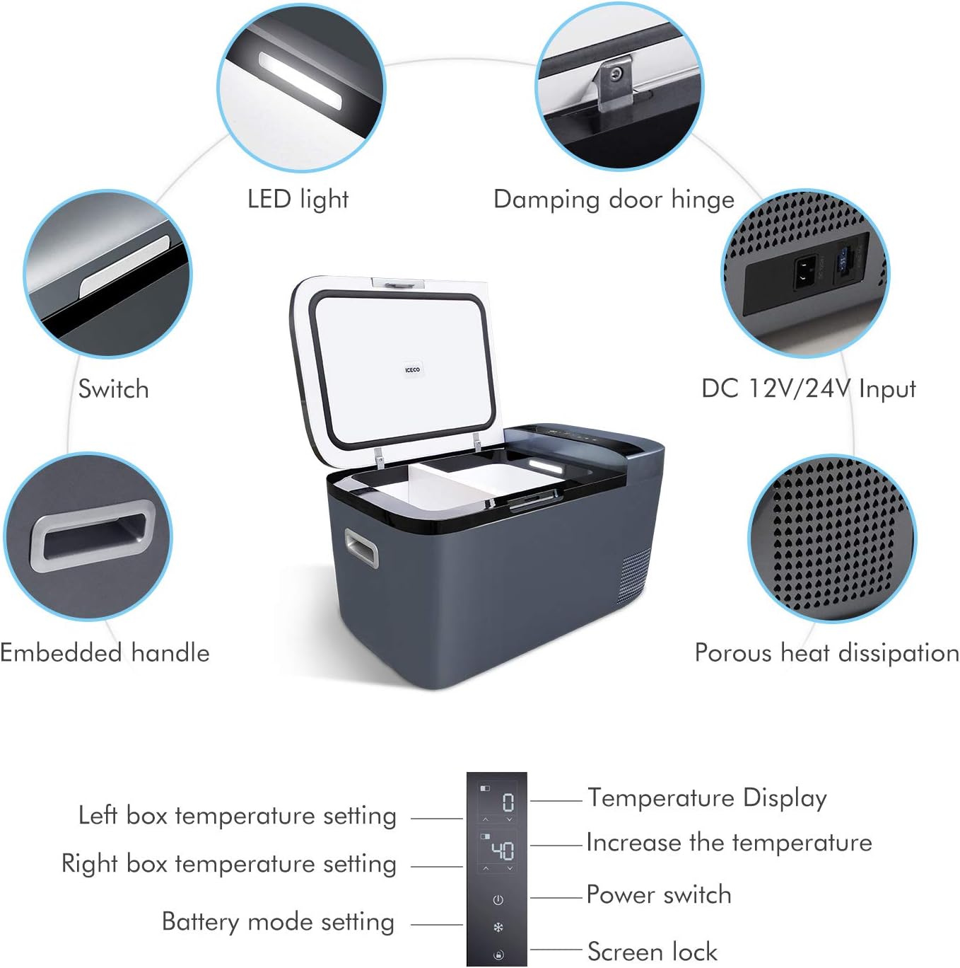 ICECO 20Liters Portable Fridge Freezer, Mini Refrigerator for Home ...