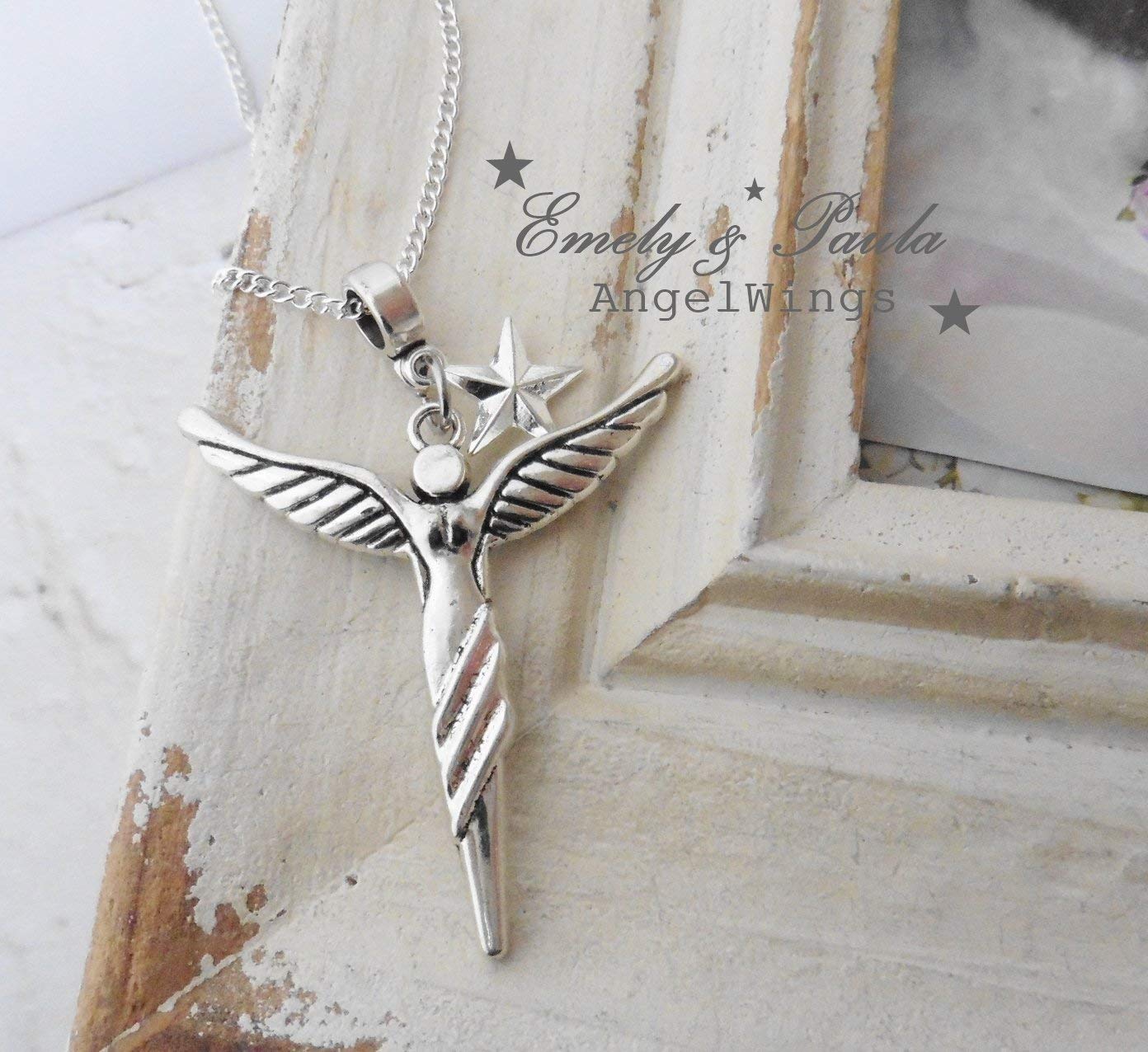 KettenAnhänger Engel Flügel Stern Angel Bettelanhänger: Amazon.de: Handmade