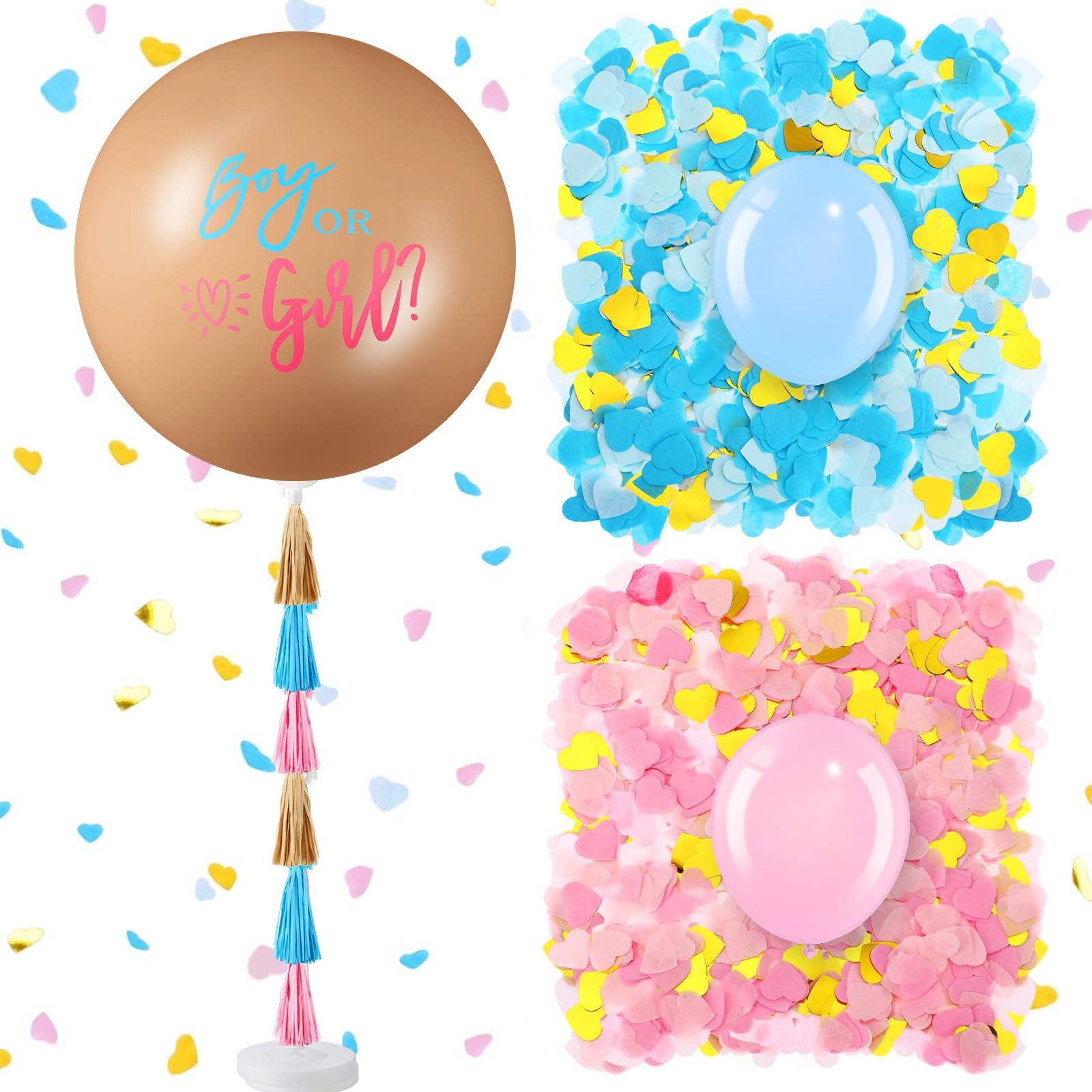 Syhood Jumbo Gender Reveal Balloon Pop Kit 36 Inch Boy or Girl Balloon ...