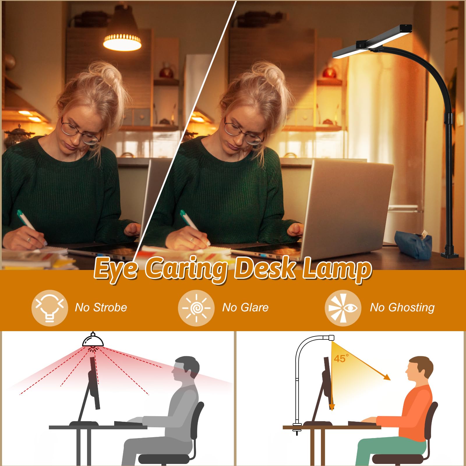 Mua Double Head LED Desk Lamp with Remote Control Tall Desk Lamps for ...