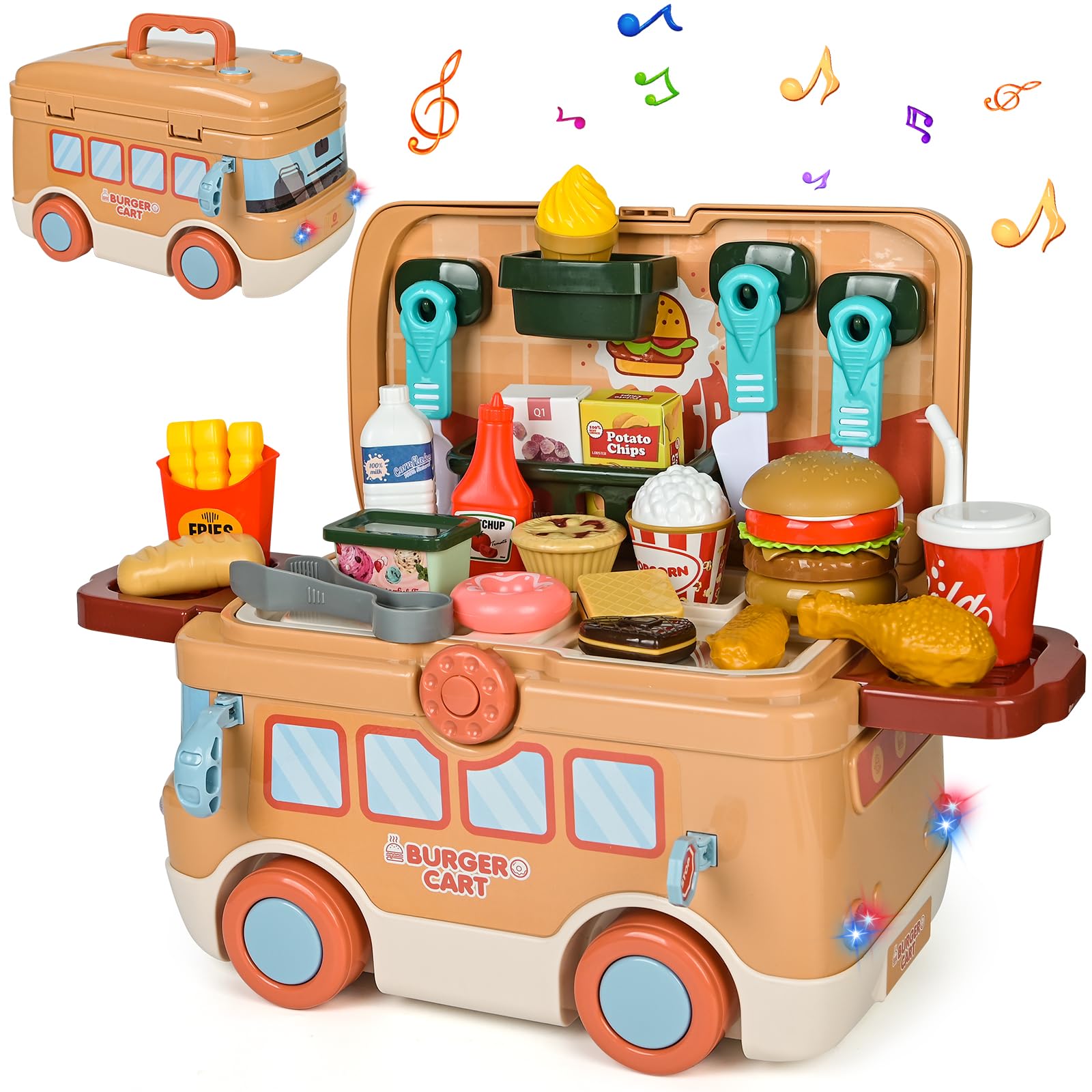 Milk Frog Pretend Play Fast Food Toys,Play Food Set for Kids,Burger ...