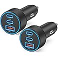 Amazon.com: USB C Car Charger, 2Pack 3-Port 67W Dual USB-C & USB-A Car Phone Charger Accessories ...