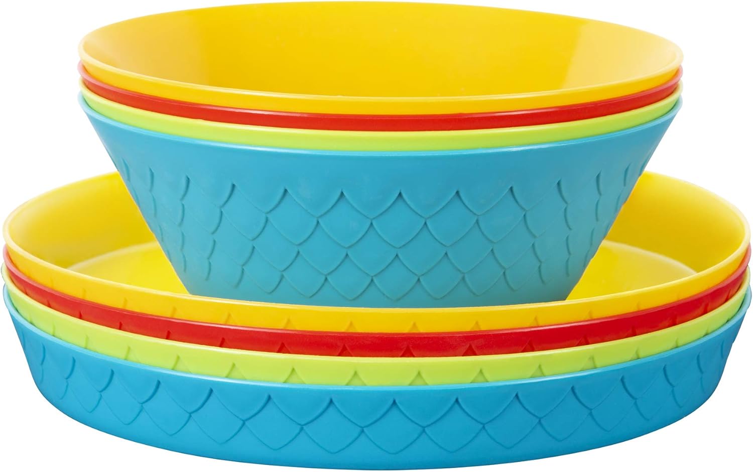 Amazon.com: Plaskidy Kids Plastic Plates and Bowl Set - 4 Kids Bowls ...