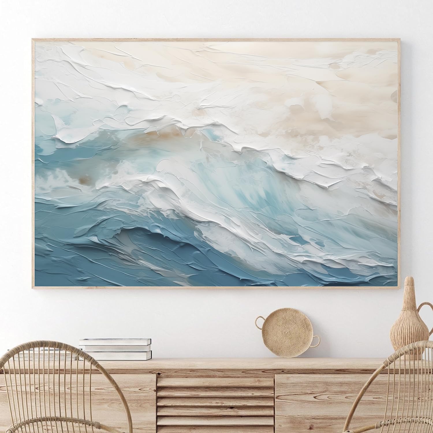 Neutral Ocean Wall Art Abstract Seascape Painting Trendy Beach Prints ...