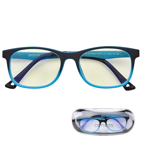 Kid's Blue Light Blocking Glasses - Flexible Blue Square Frames ...