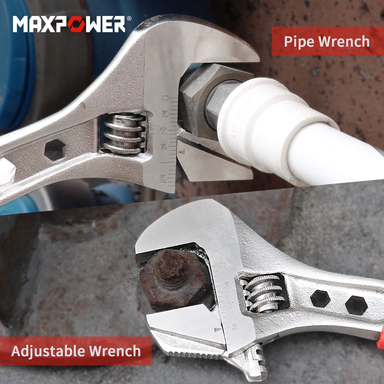 Mua MAXPOWER 4 PCS Adjustable Wrench, Reversible Jaw Adjustable Spanner Wrench Set with Box End ...