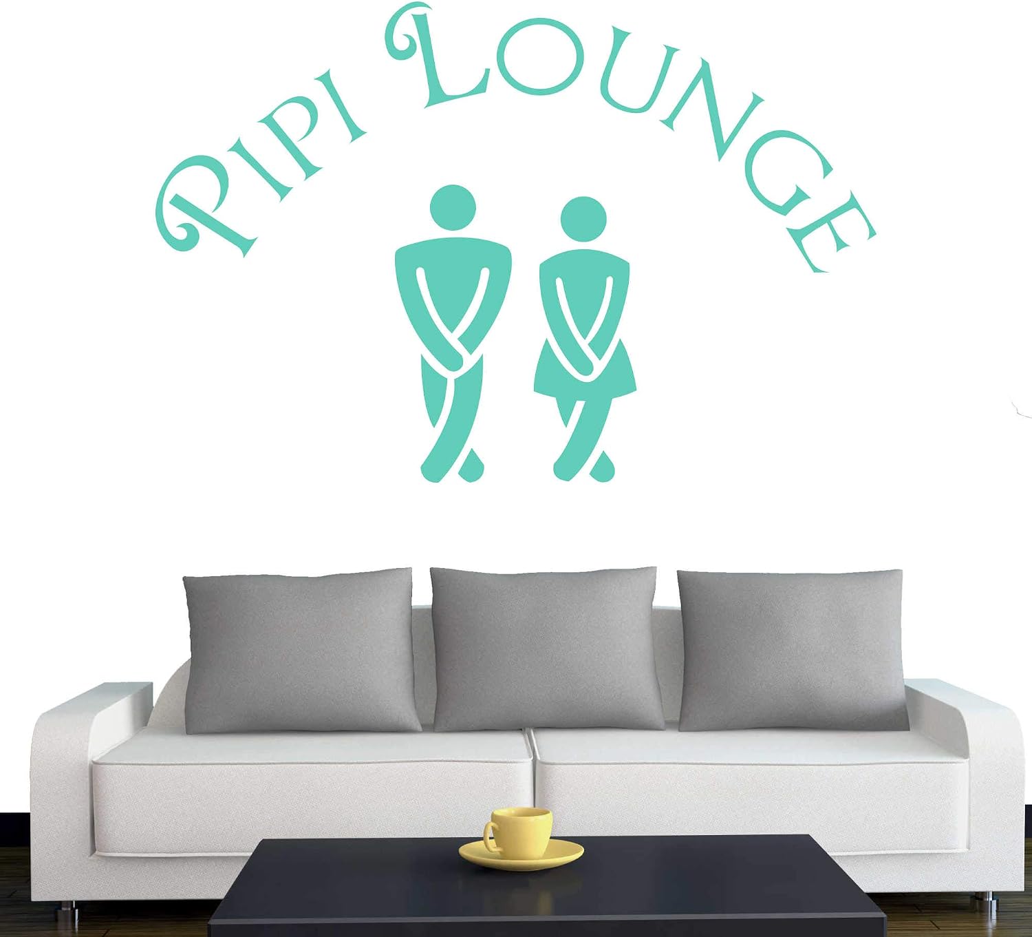 A651 Tür-/Wandtattoo "Pipi Lounge" 60cm x 40cm mint (erhältlich in 40 ...