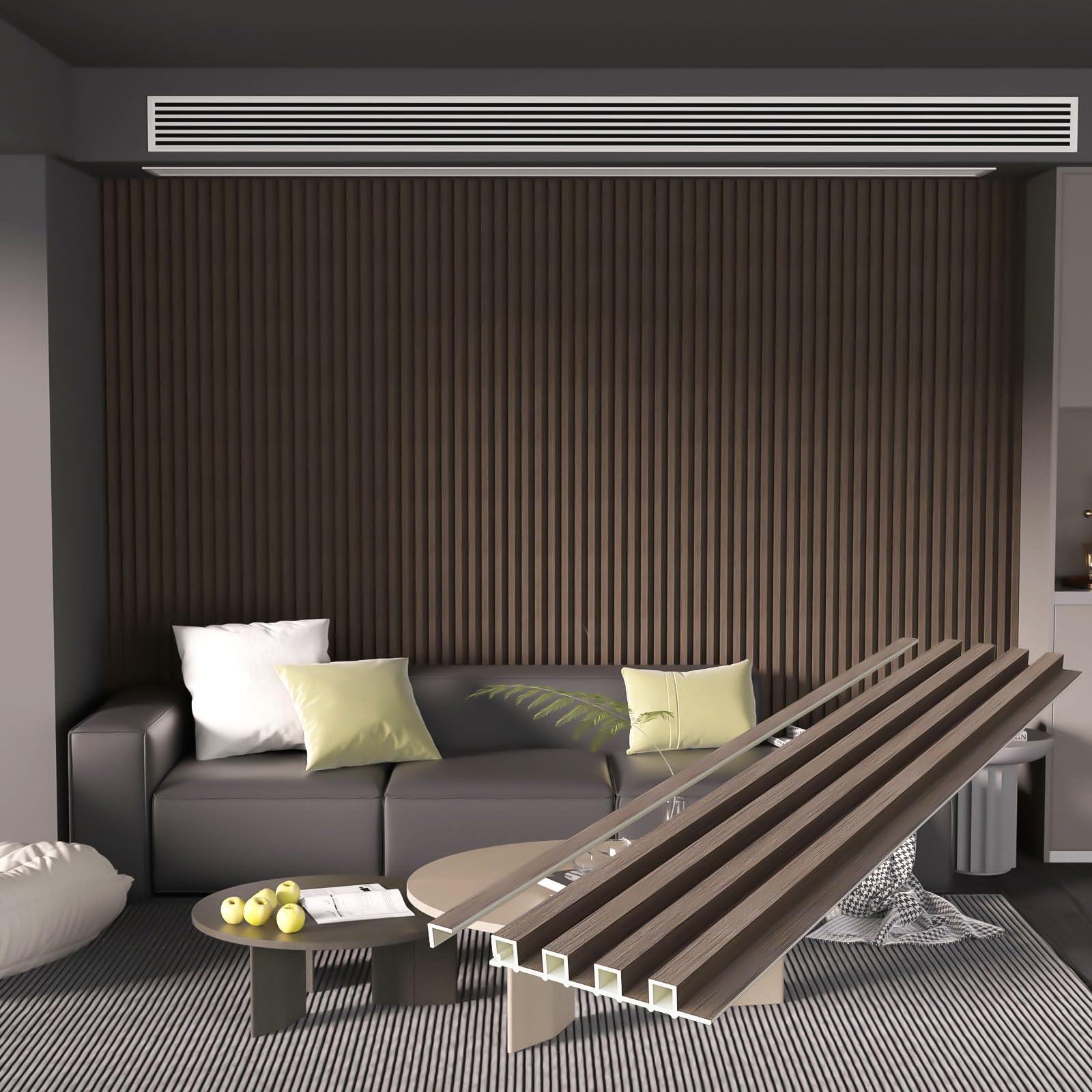 Umedol WPC Slat Wall Panels 3D WPC Covering Wall Panels, 8-Pack 94.4 x ...