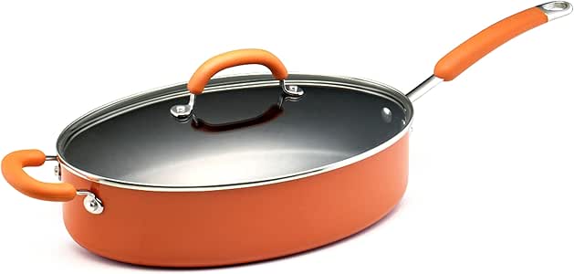 Amazon.com: Rachael Ray Porcelain Enamel Nonstick 5-Quart Oval Saute ...