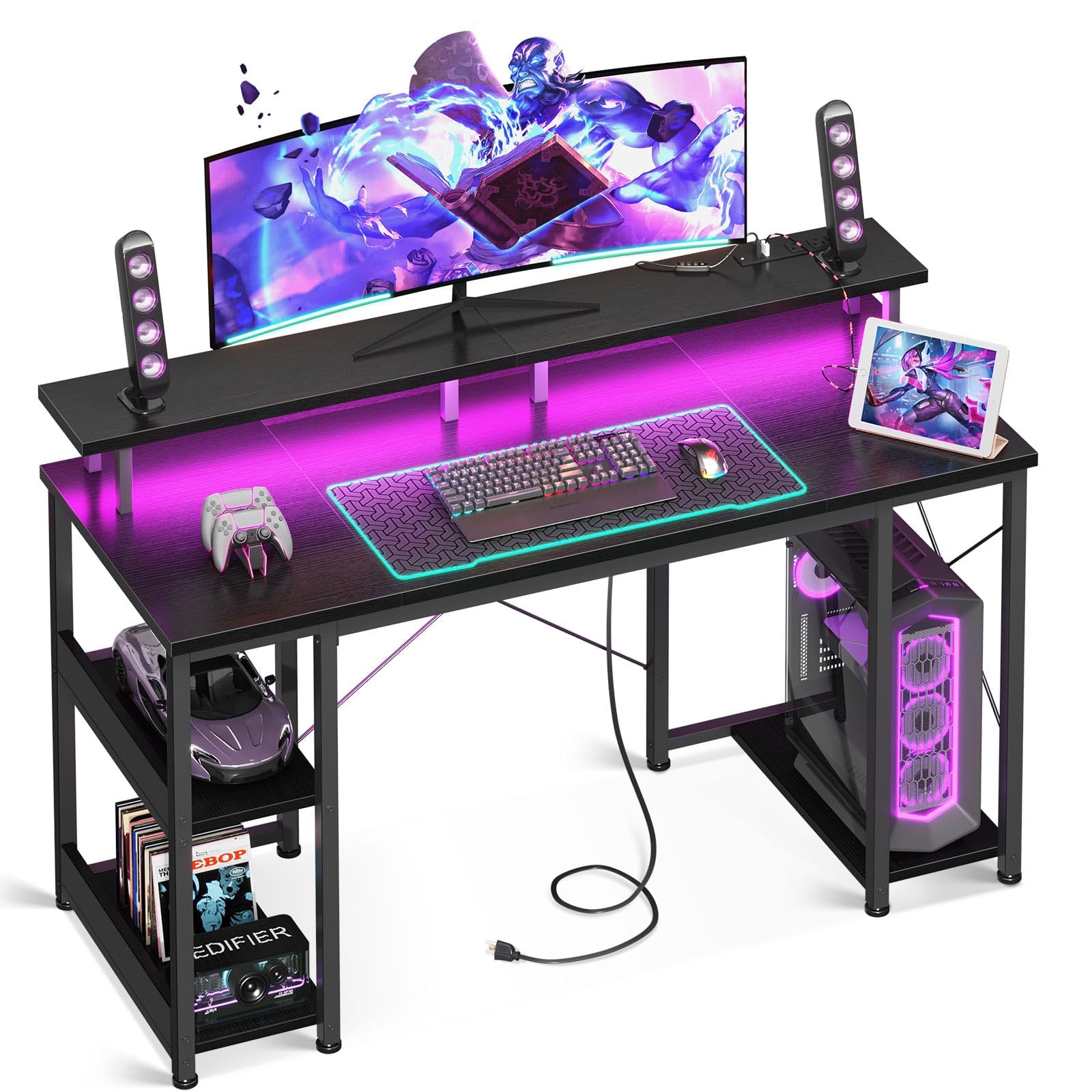 Mua 48 inch Gaming Desk with LED Lights & Power Outlets, Computer Desk ...