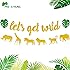 Amazon.com: Gold Glittery Let's Get Wild Banner Sign- Jungle Theme ...