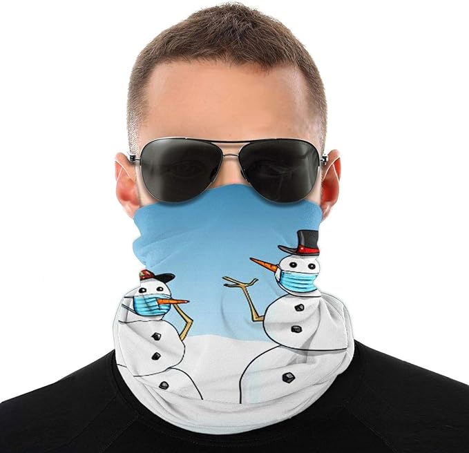 Funny Snowmen Wearing Face Masks Neck Gaiter Warmer Windproof Balaclava ...