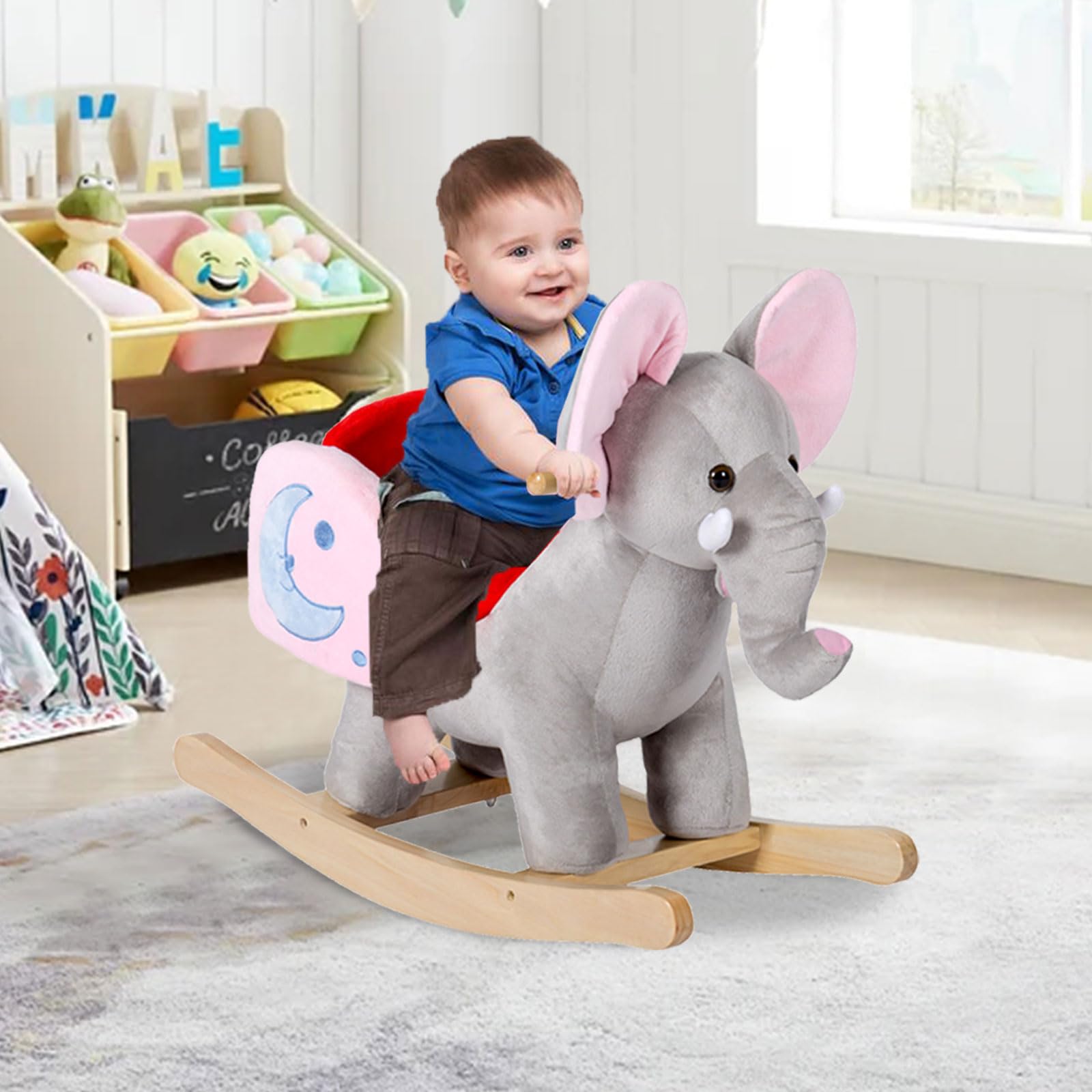 J-SUN-7 Rocking Horse for Toddlers - Elephant Themed Rocking Animal ...