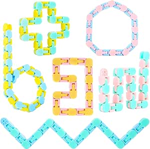 6 Pack Wacky Tracks Fidget Toys Gift for Kids 24 Links Snap Click Sensory Fidget Snake Toys for ...