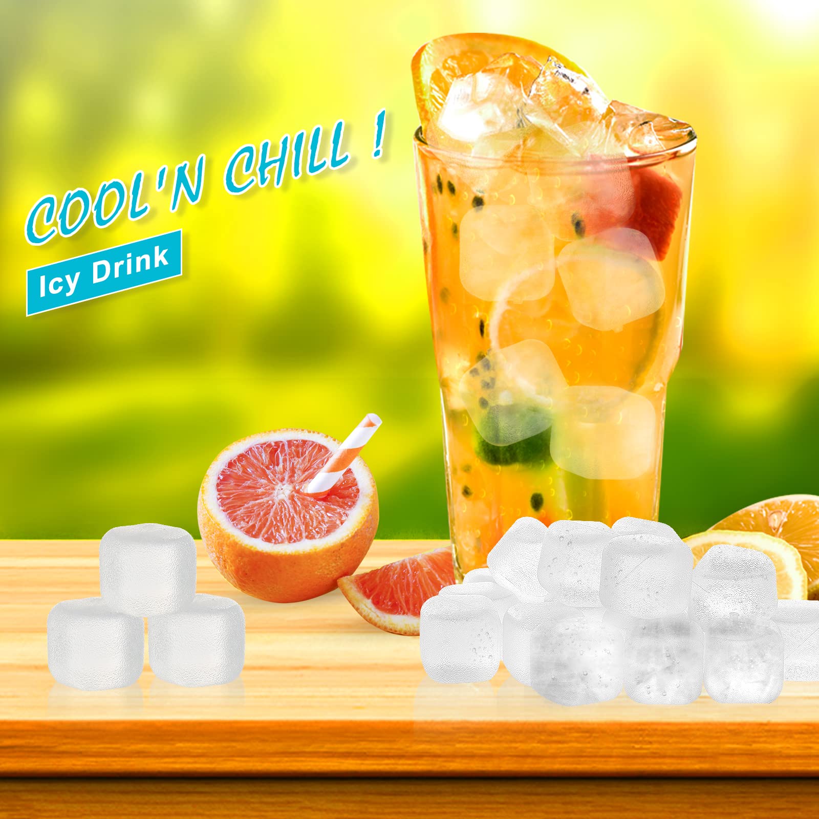 Mua Reusable Ice Cubes for Drinks, 50 Pack Refreezable Plastic Ice ...