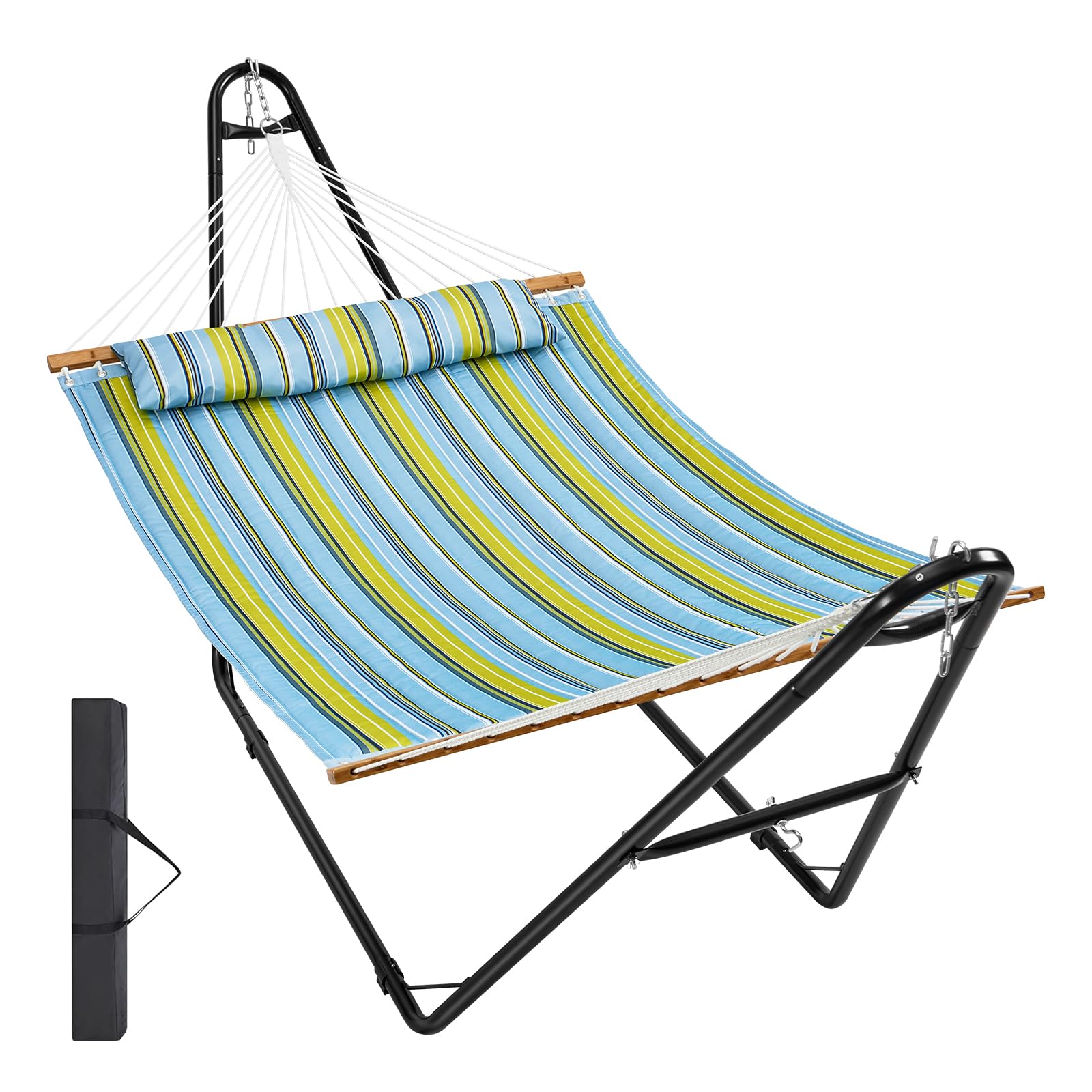 VEVOR Double Quilted Fabric Hammock with Universal Steel Stand, 2 ...