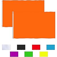 Amazon.com : Anley Pack of 2 Fly Breeze 3x5 Foot Solid Orange Flag - Vivid Color and Fade proof ...