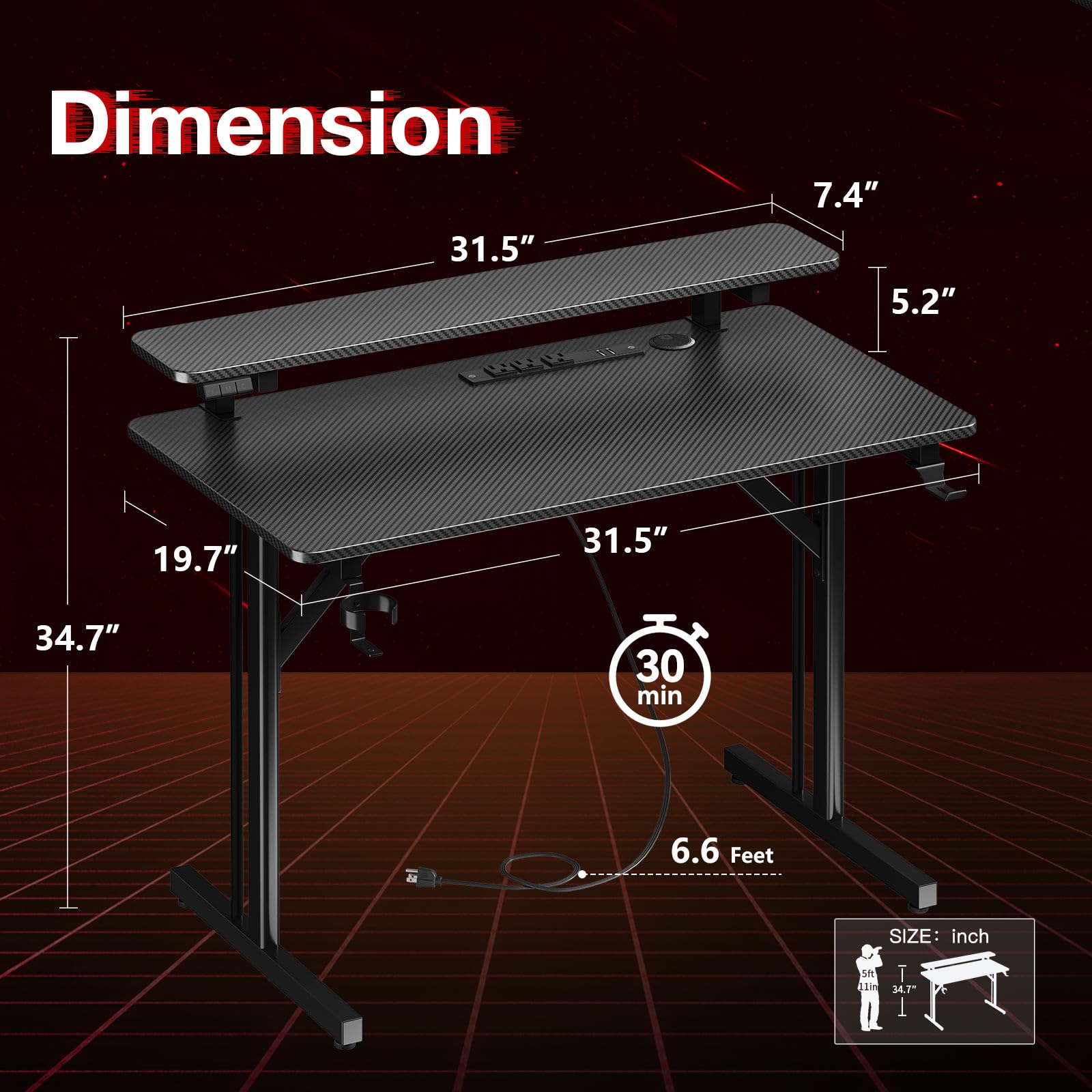 Mua MOTPK 32 Inch Small Gaming Desk with LED Lights, Computer Desk ...