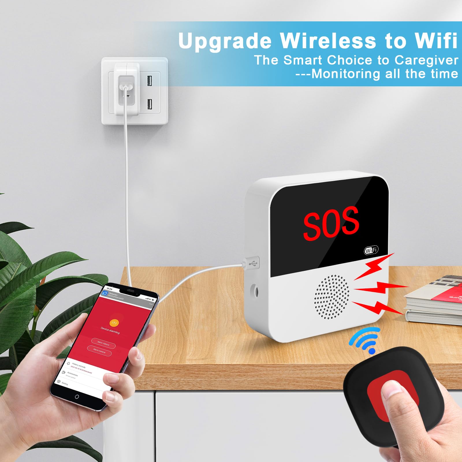 Mua WiFi Wireless Caregiver Pager Call Button System Emergency Button ...