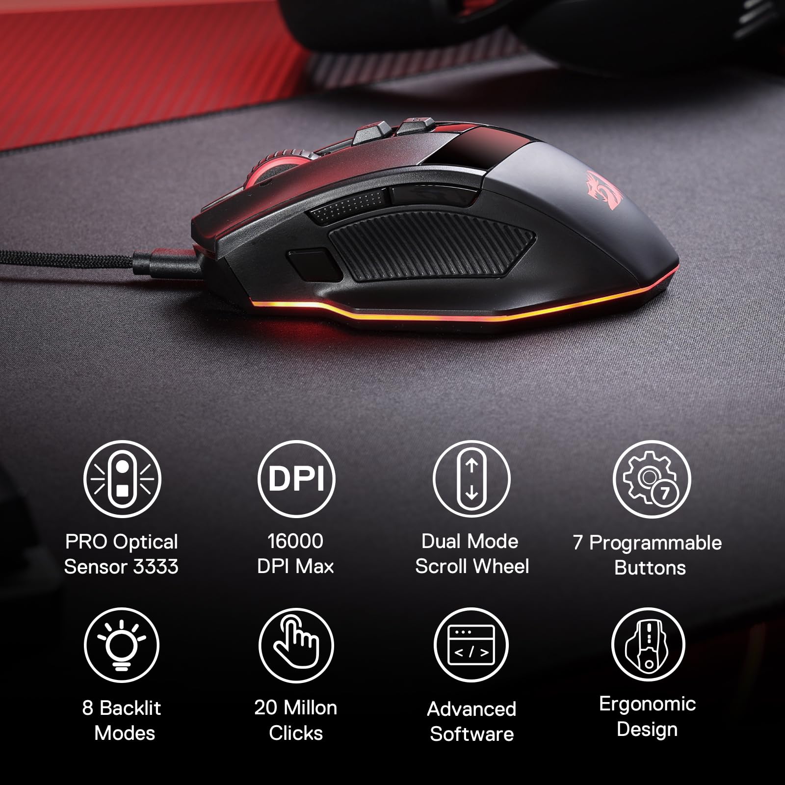 Mua Redragon M813 Wired RGB Gaming Mouse with 4D Dual Mode Scroll Wheel ...